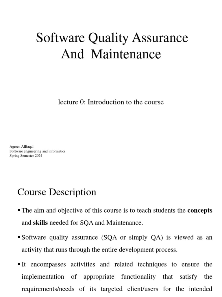 Lec 0 | PDF | Software Quality | Quality Assurance