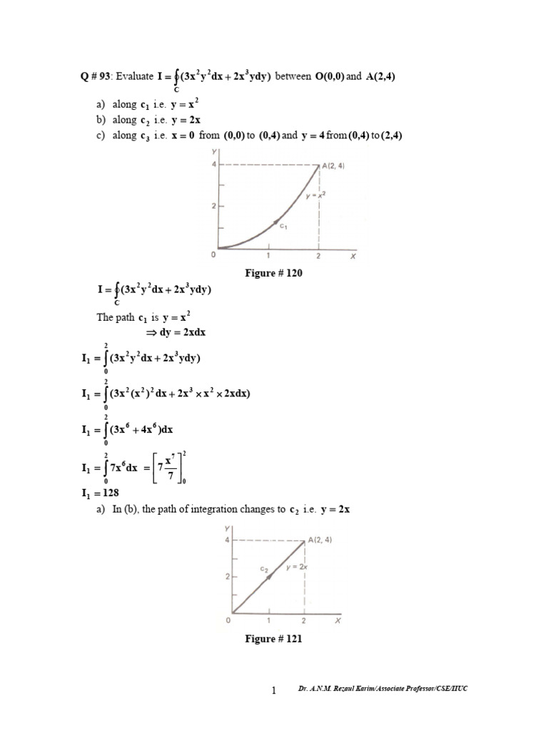 Line Integrals and Green's Theorem Analysis | PDF | Integral | Mathematical Concepts