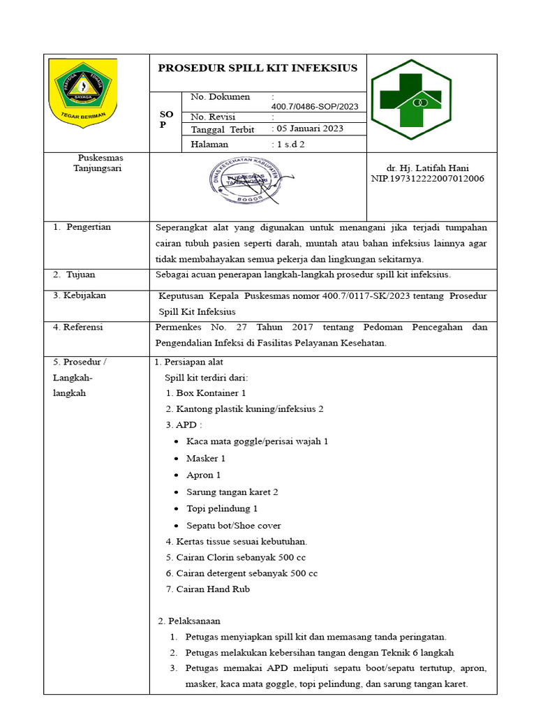 SOP Spill Kit | PDF | Pengembangan Diri | Kesehatan Holistik