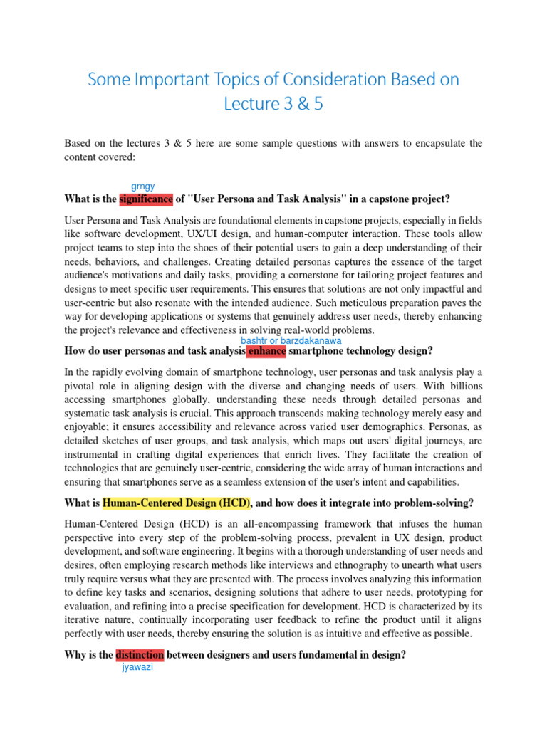 Some Topics of Consideration - Lecture 3 and 5 | PDF | Human–Computer Interaction | Usability