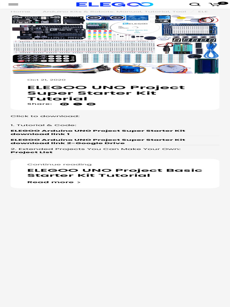 ELEGOO UNO Project Super Starter Kit Tutorial - ELEGOO Official | PDF
