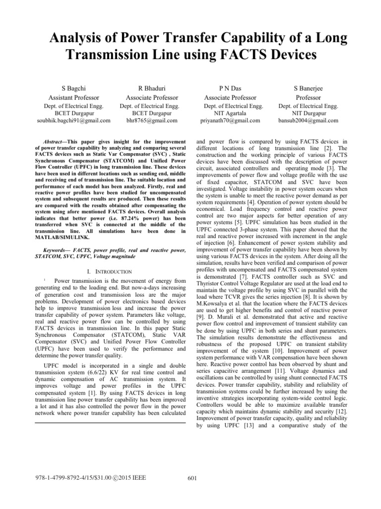Analysis of Power Transfer Capability of A Long Transmission Lines ...