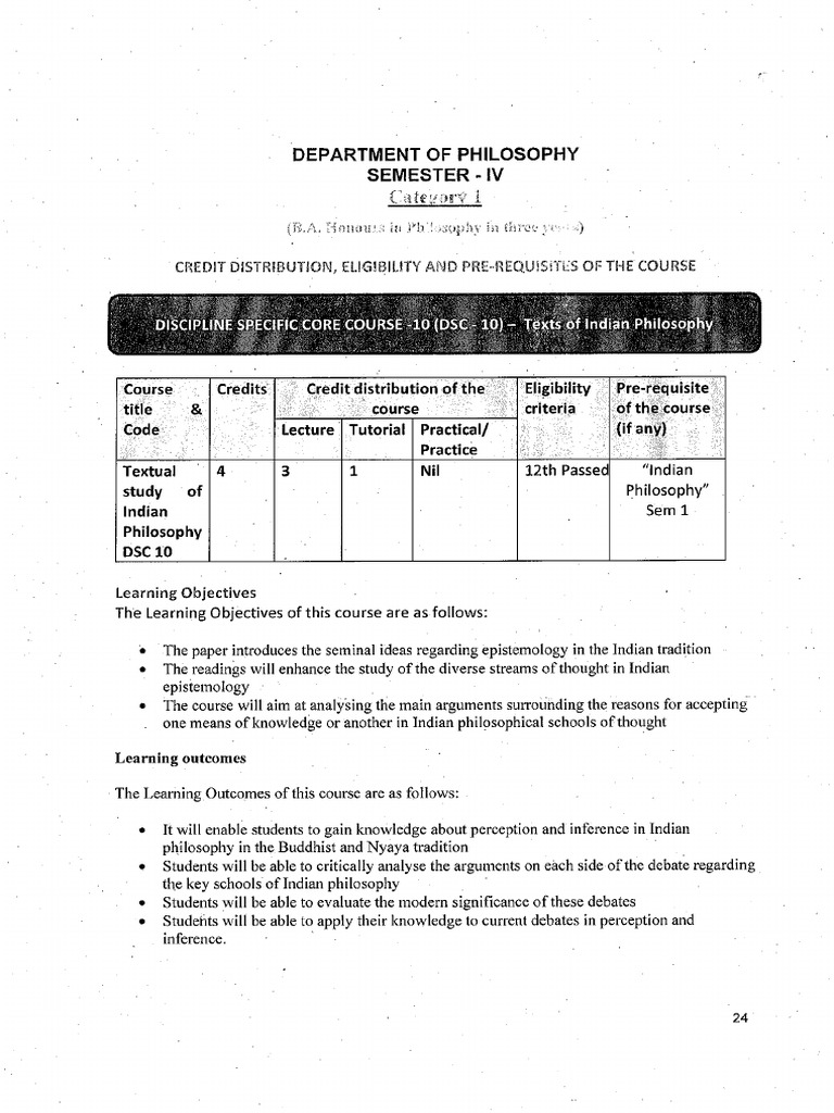 4th Sem Philosophy Syllabus Nep | PDF