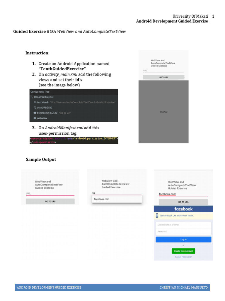 10th Guided Exercise (WebView and AutoCompleteTextView) | PDF | Software Engineering | Software
