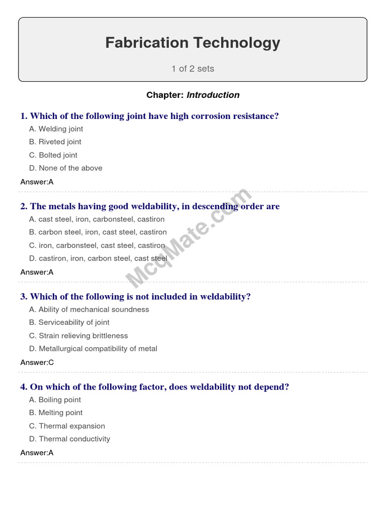 fabrication-technology [set 1] | PDF | Welding | Construction