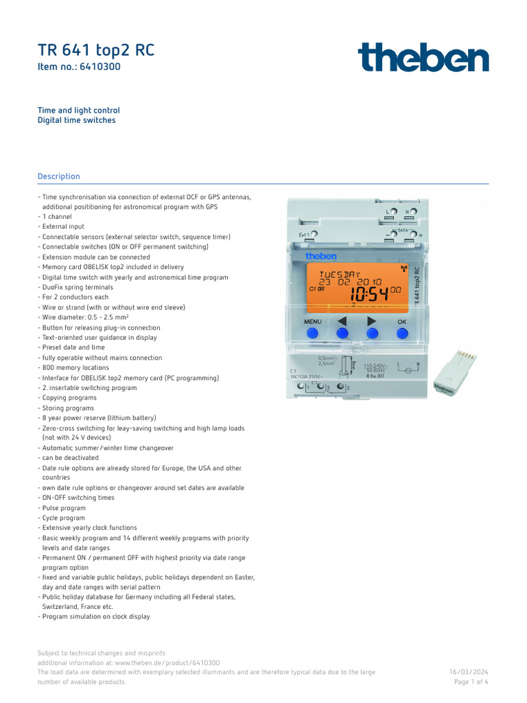 O13068v78 TR 641 Top2 RC Data Sheet | PDF | Switch | Computer Engineering