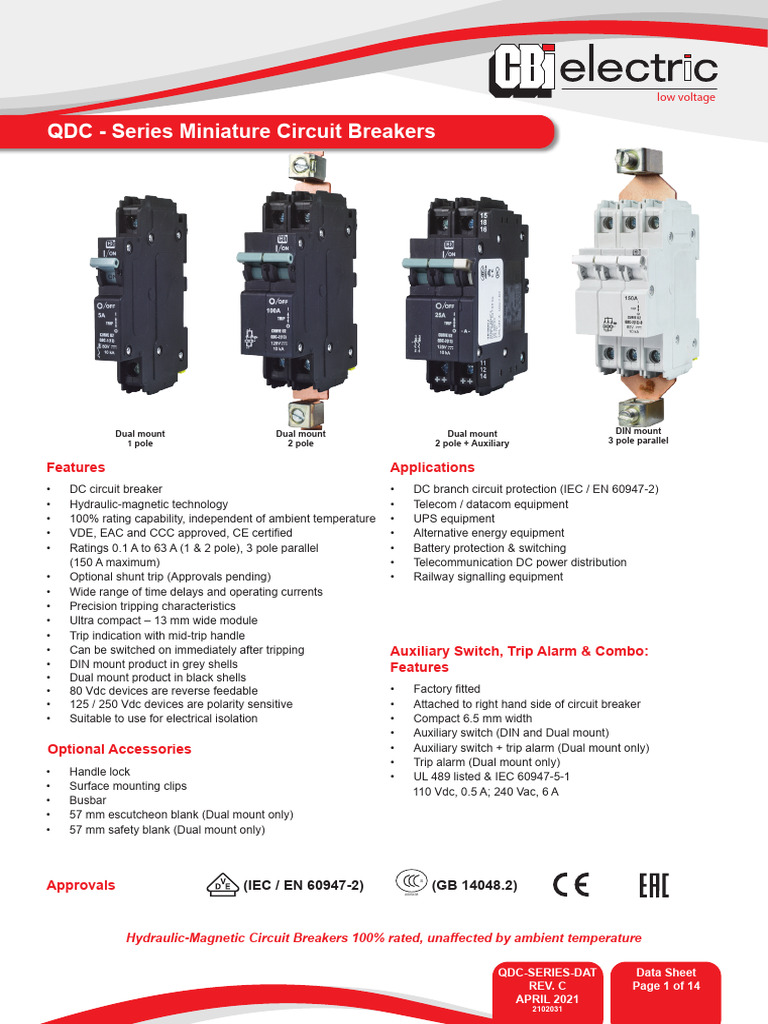 CBI QDC13 Circuit Breakers | PDF | Switch | Direct Current