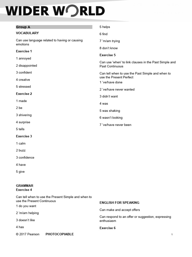Unit 1 Language Test Answer Key | PDF | English Language | Linguistics