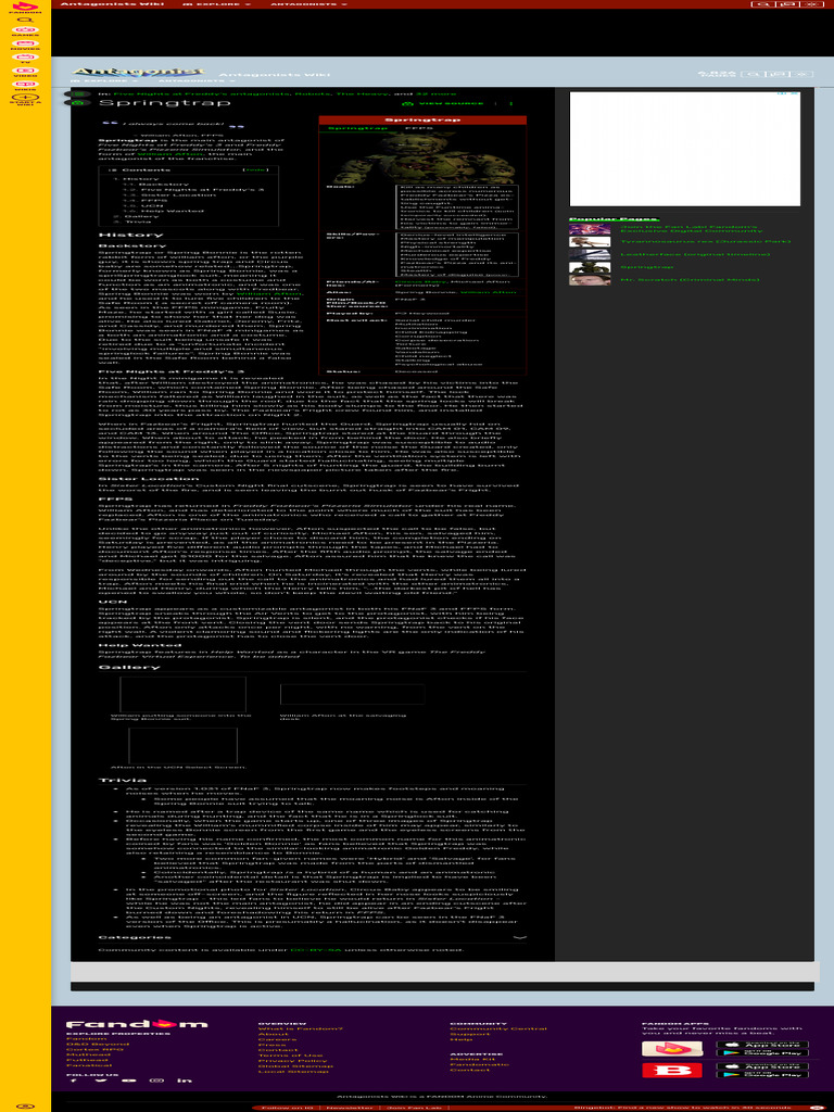 Springtrap Antagonists Wiki Fandom | PDF | Ios Software