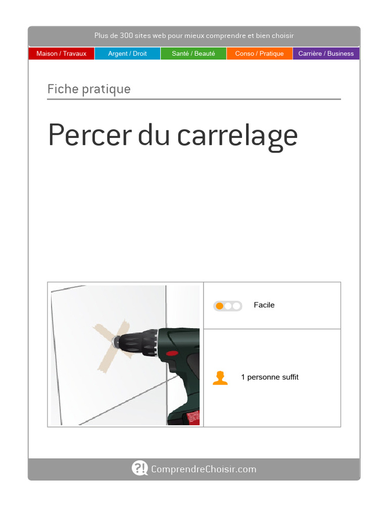 Guide pour percer du carrelage facilement | PDF | Perceuse | Perçage