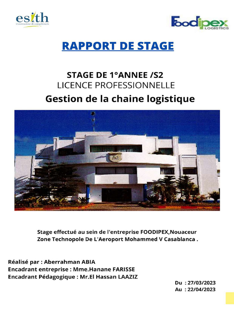Rapport de Stage FOODIPEX | PDF