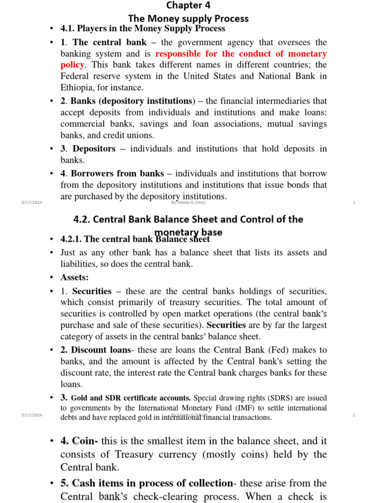 Understanding the Money Supply Process | PDF | Central Banks | Banks