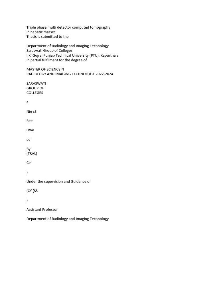 Triple Phase Multi Detector Computed Tomography | PDF | Liver | Ct Scan
