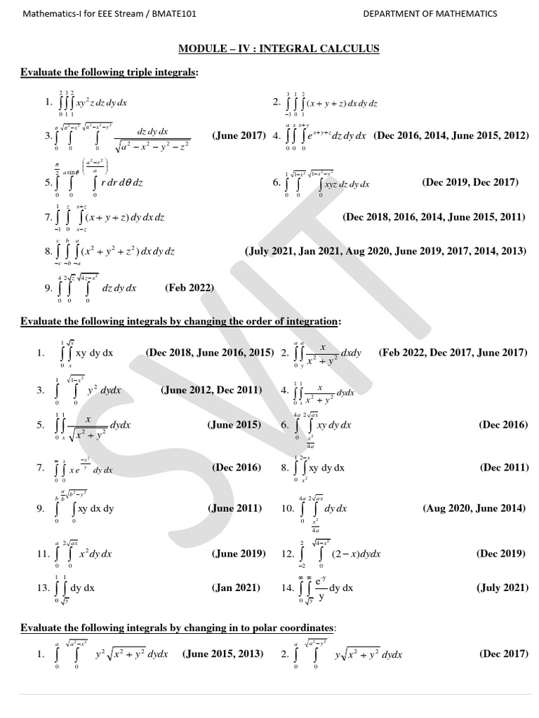 Module IV - Integral Calculus (1) - 1 | PDF | Area | Integral