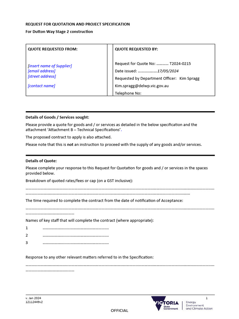 RFQ for Construction for Dutton Way Stage 2 | PDF | Insurance | Specification (Technical Standard)