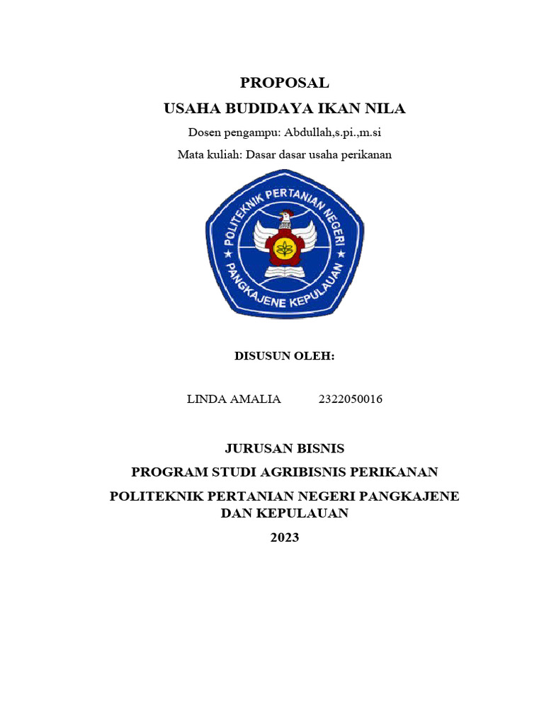 Proposal Budidaya Ikan Nila 2023 | PDF