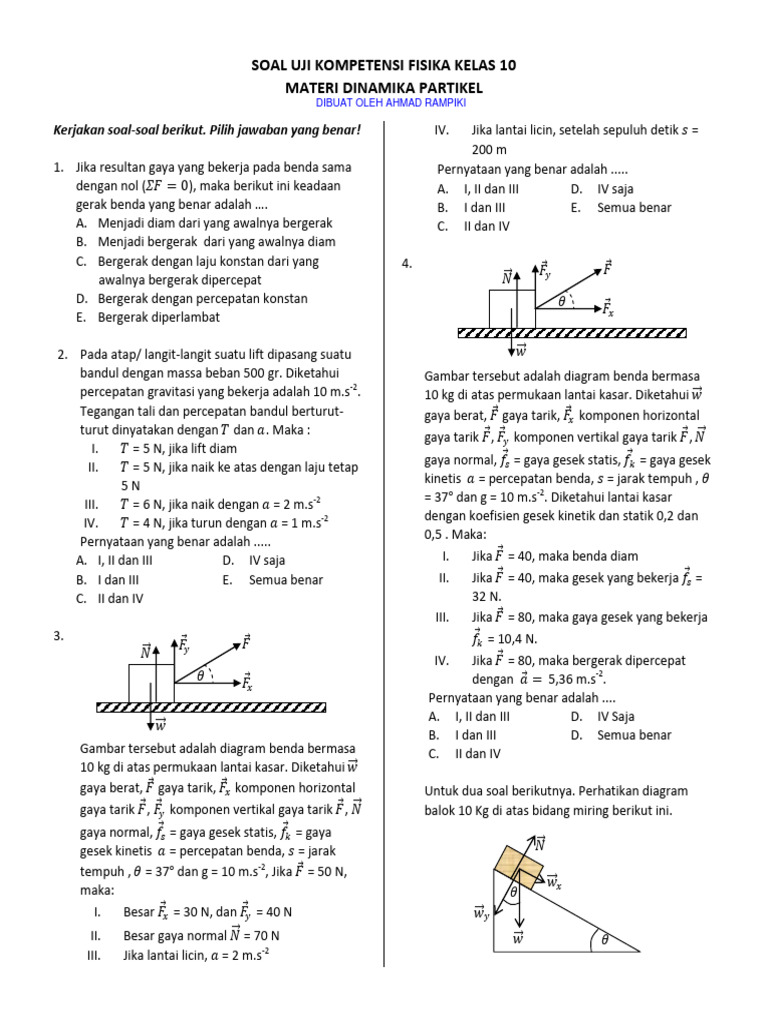 Soal Dinamika - Partikel 20 Soal | PDF