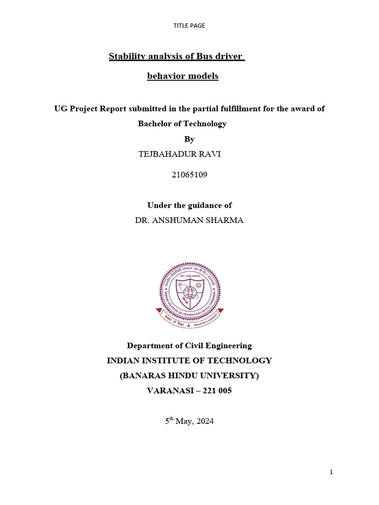 UG Project TEJBAHADUR RAVI (21065109) | PDF | Stability Theory | Simulation