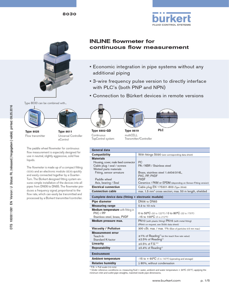 BÜRKERT.8030 Inline FlowTransmitter - Datasheet | PDF | Bipolar Junction Transistor | Flow ...