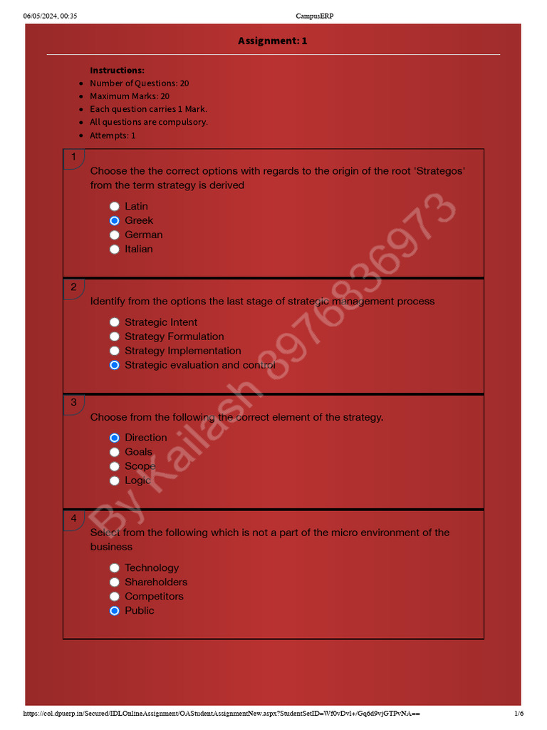 Strategic Management Assignment Questions | PDF | Strategic Management | Takeover