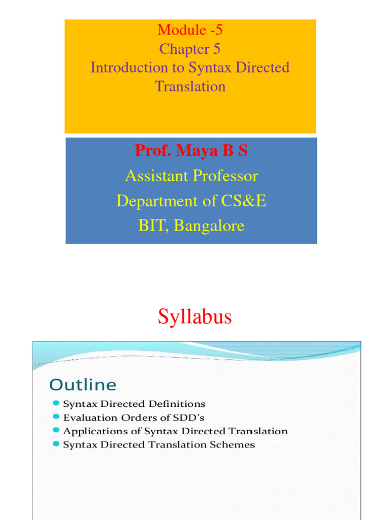 Module 5 Syntax Directed Tranlation 5.1 5.3 | PDF | Parsing | Formalism (Deductive)