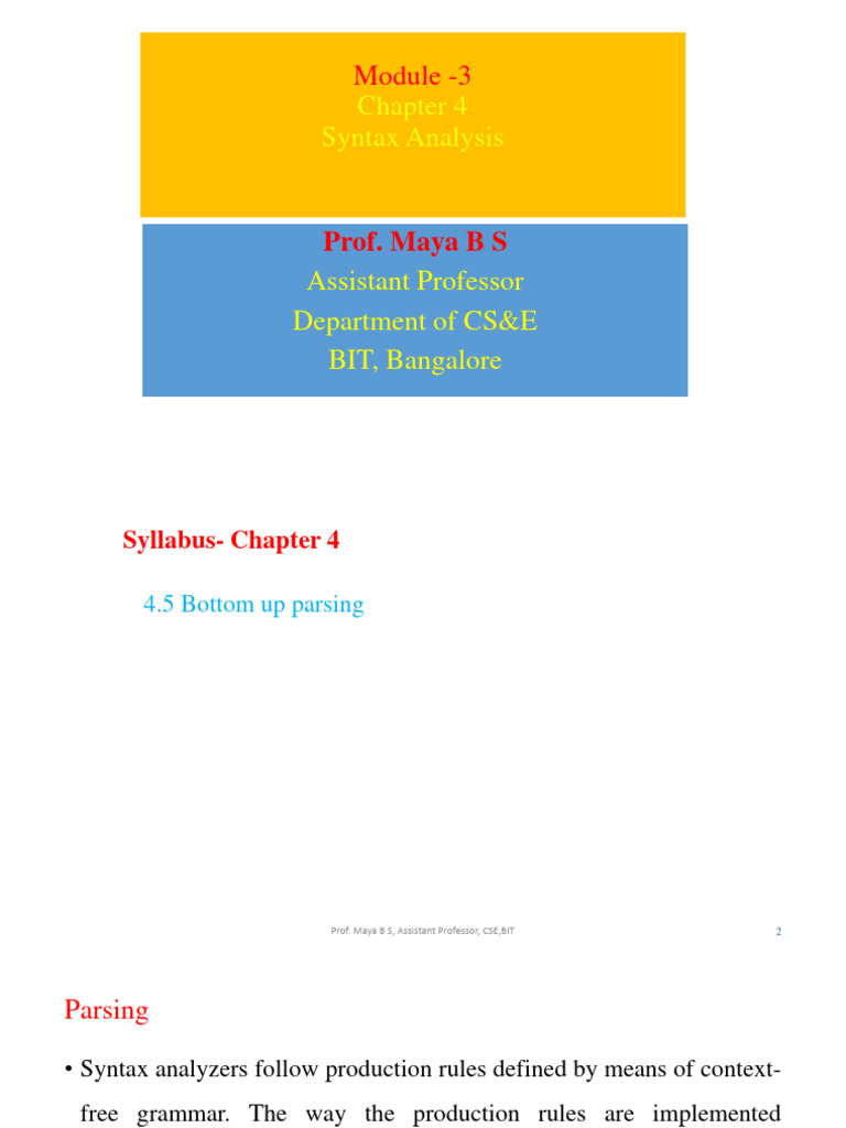 Module 3 Chapter4 4.5 Bottom Up Parsing | PDF | Parsing | Computer Programming