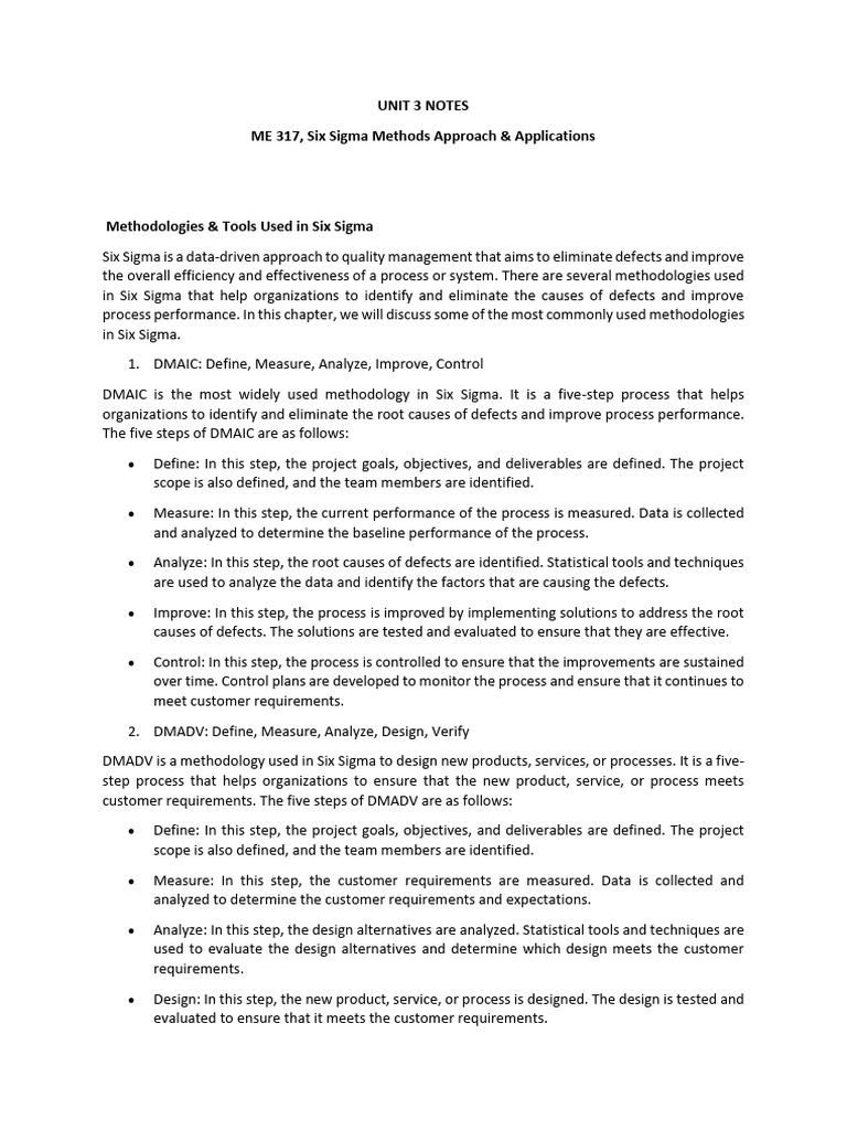 Six Sigma Notes Unit 3 For Ili | Download Free PDF | Statistical ...