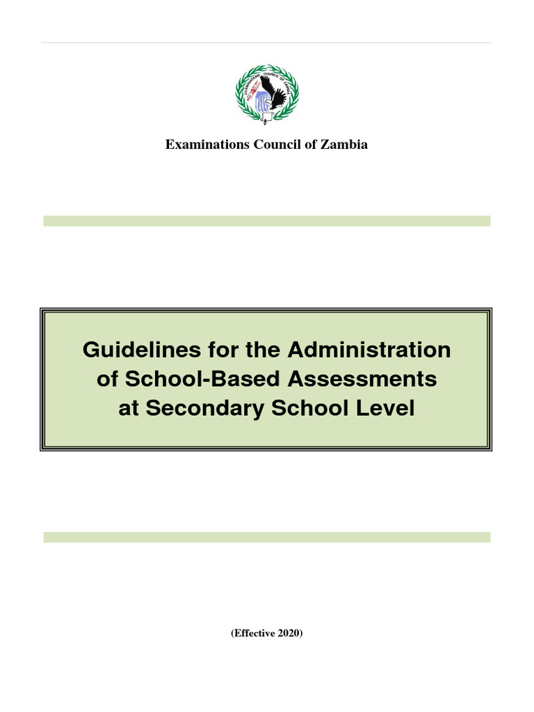 ECZ_SBA_GUIDELINES_2020 | PDF | Educational Assessment | Methodology