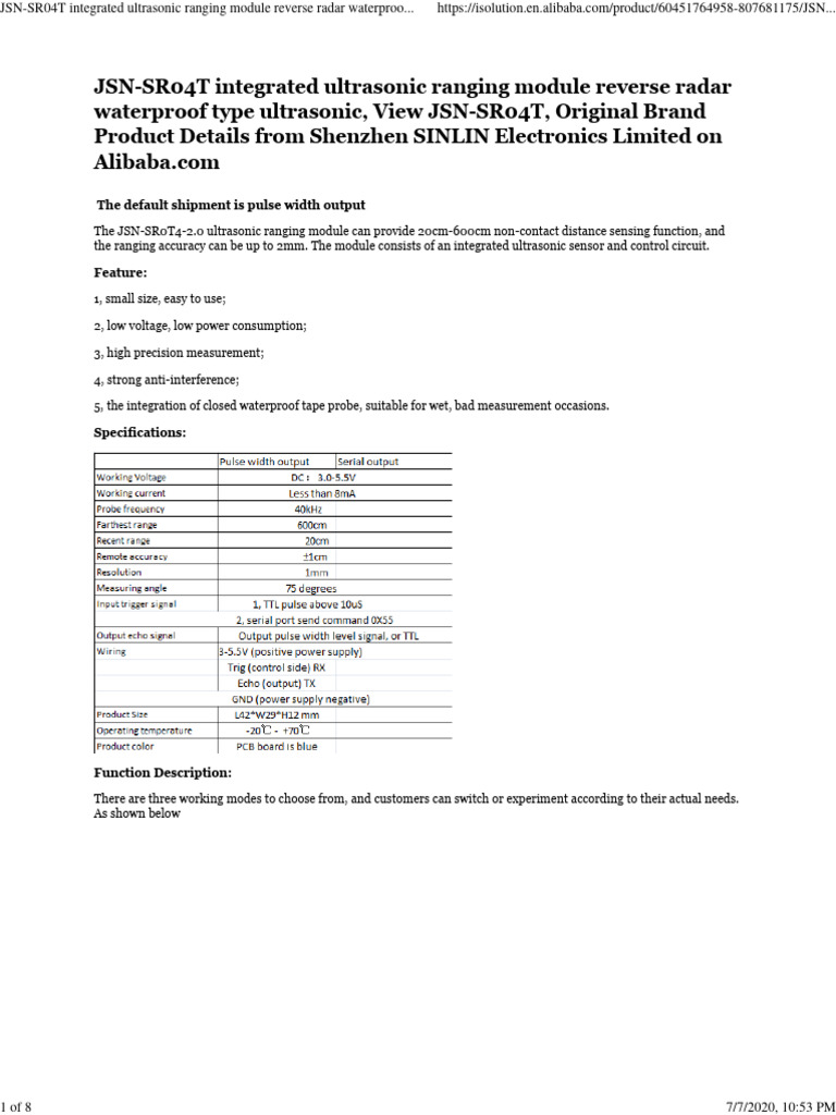 JSN-SR04T | PDF | Radar | Ultrasound
