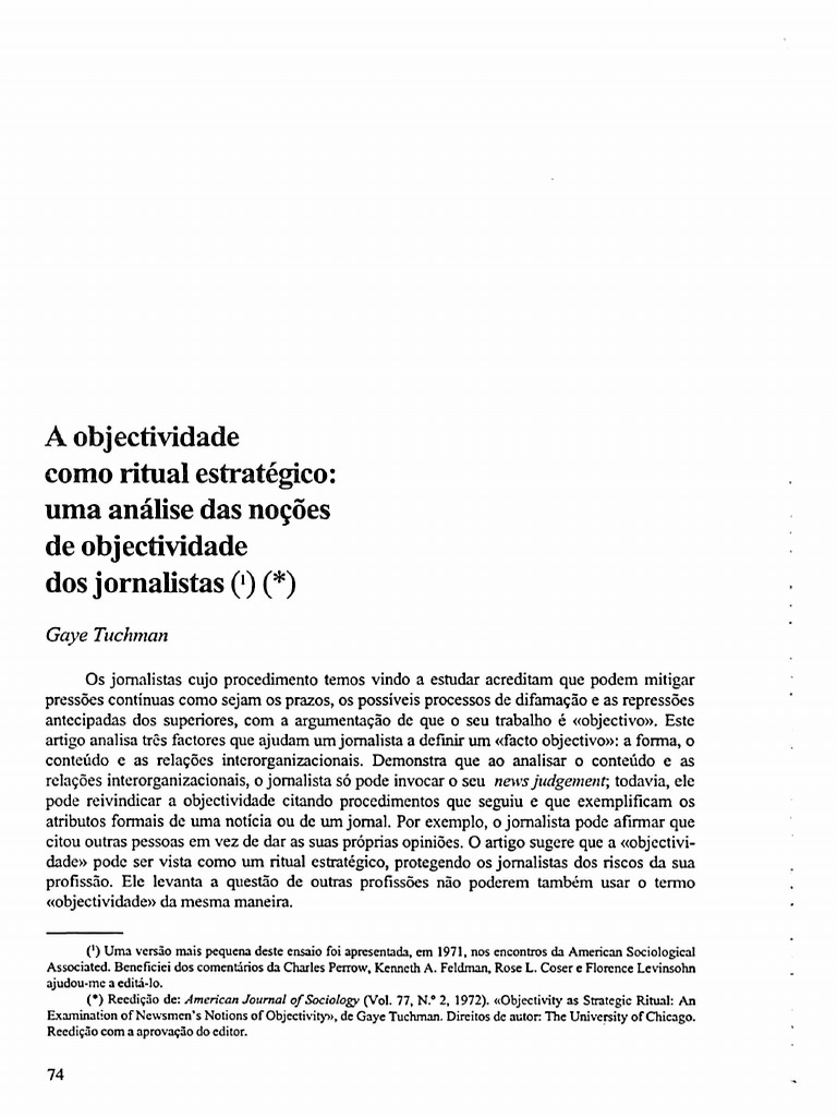 Ritual Estratégico da Objectividade Jornalística | PDF | Conhecimento ...
