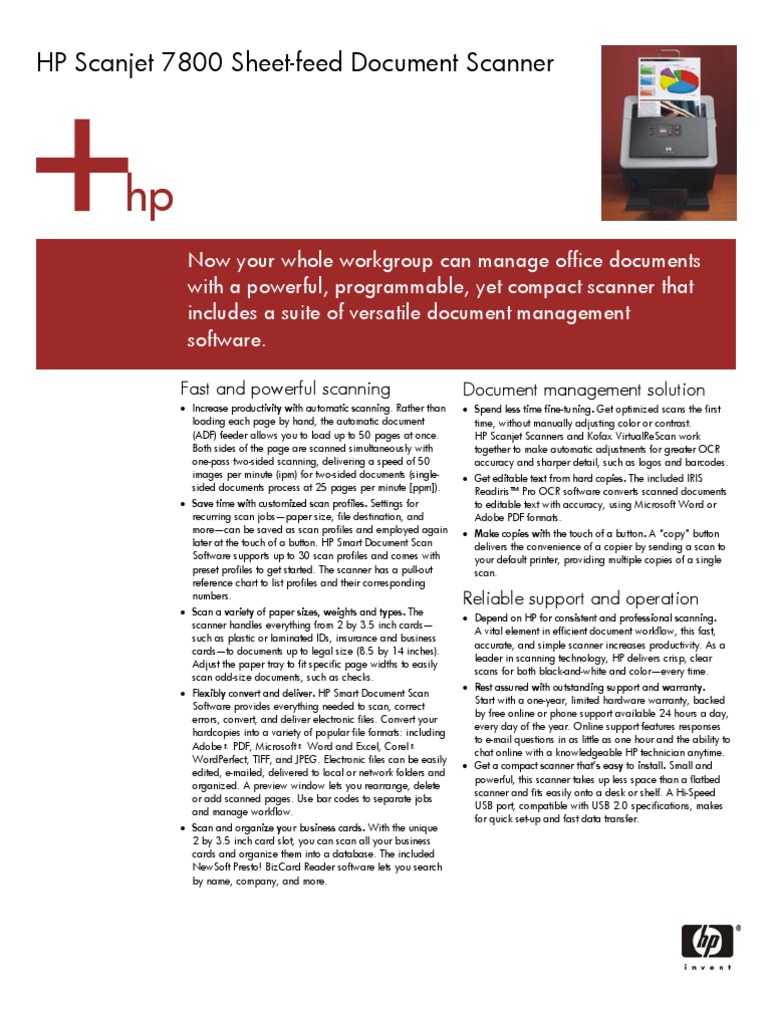 HP Scanjet 7800 | PDF | Image Scanner | Digital Technology