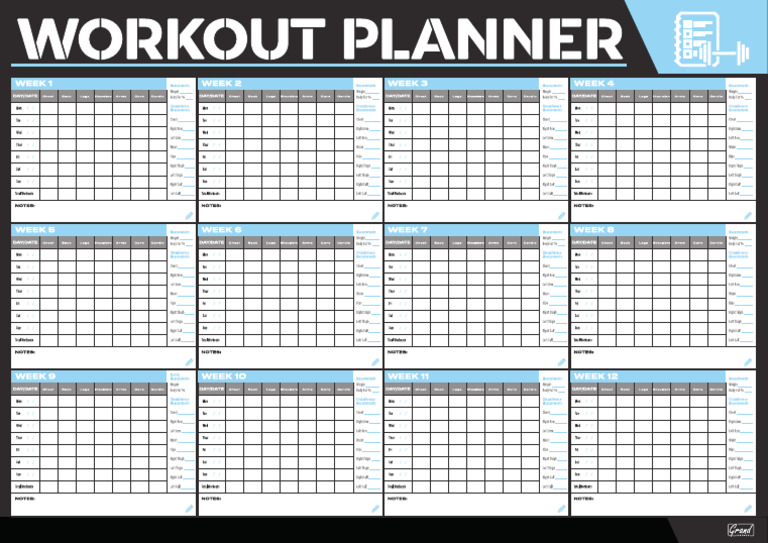 12-Week Workout Tracker A3 | PDF