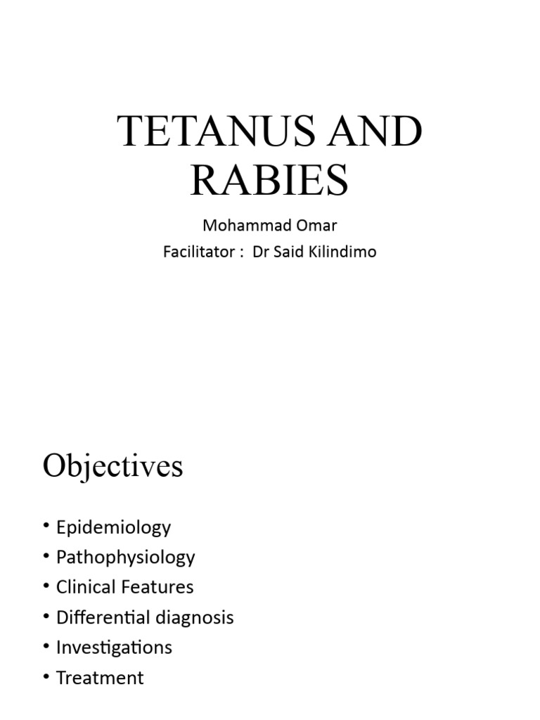 Tetanus and Rabies | PDF | Rabies | Medical Specialties