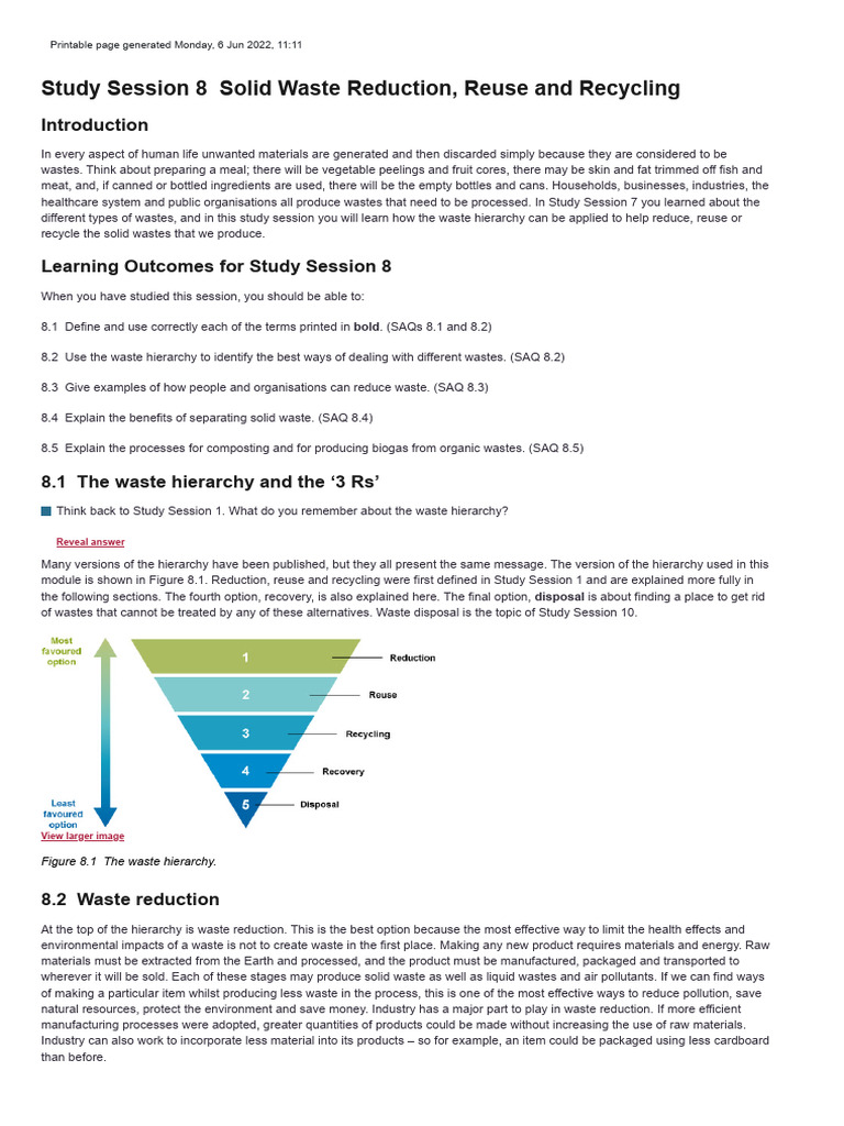 Solid Waste Reduction, Reuse and Recycling | PDF | Recycling | Compost