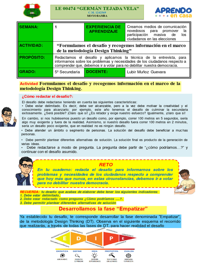 E.A. Ept 5°. Semana 1 | PDF