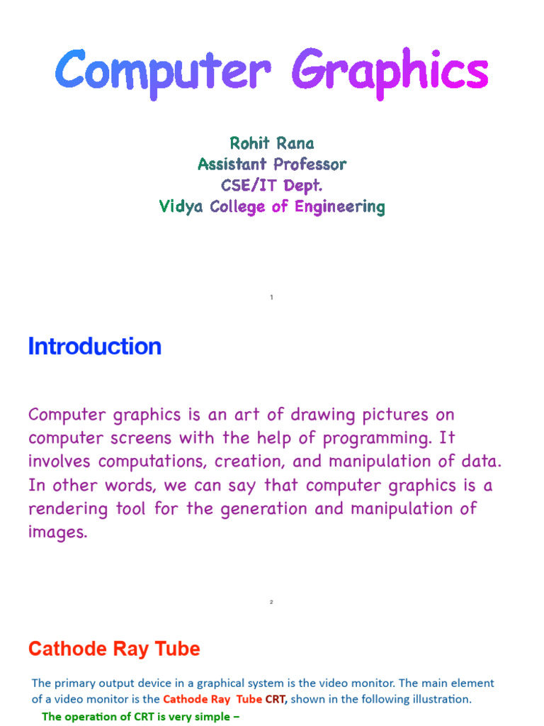 CG Unit-1 PDF | PDF | Computer Graphics | Graphics