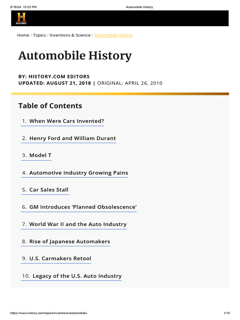 Automobile History | PDF | Car | Automotive Industry