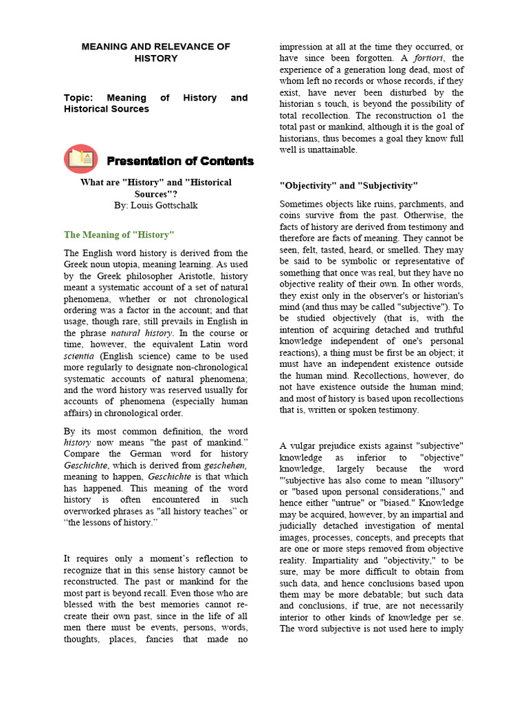 Meaning and Relevance of History | PDF | Witness | Primary Sources