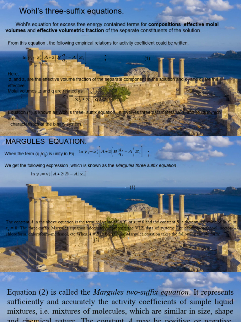 Wohl, Margules, and Van Laar Equations | PDF | Chemical Equilibrium | Equations