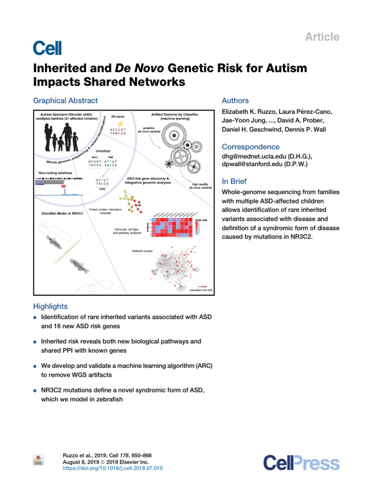 Inherited and De Novo Genetic Risk for Autism | PDF | Autism Spectrum ...