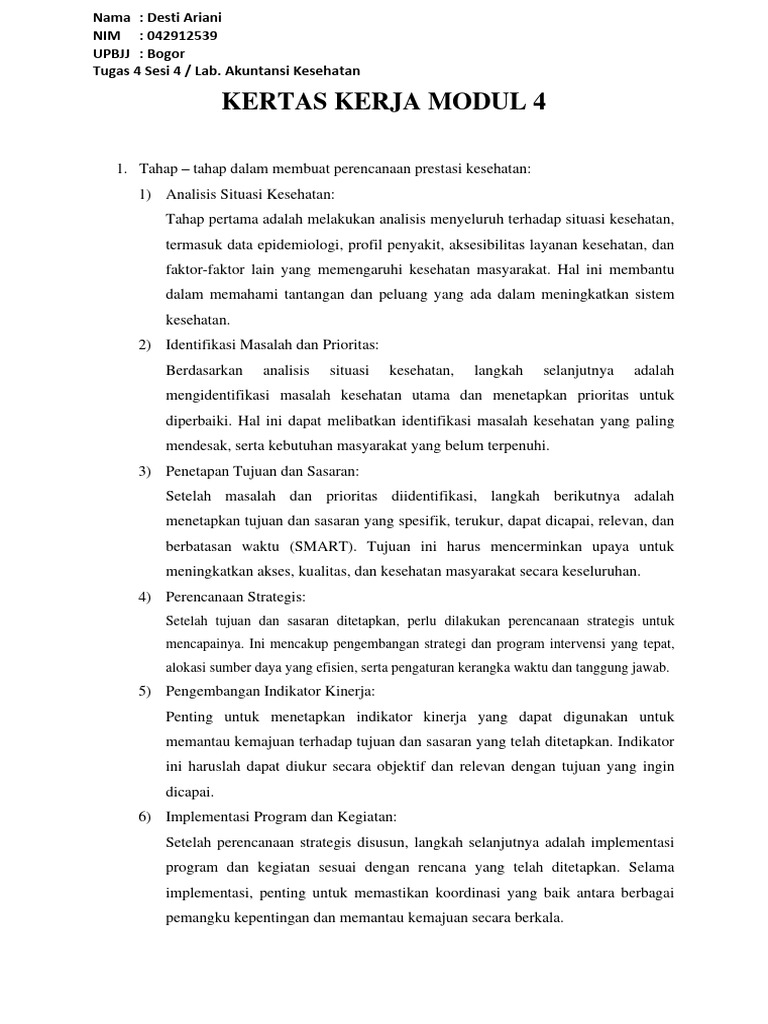 Kertas Kerja Modul 4 - Lab. Akuntansi Kesehatan | PDF