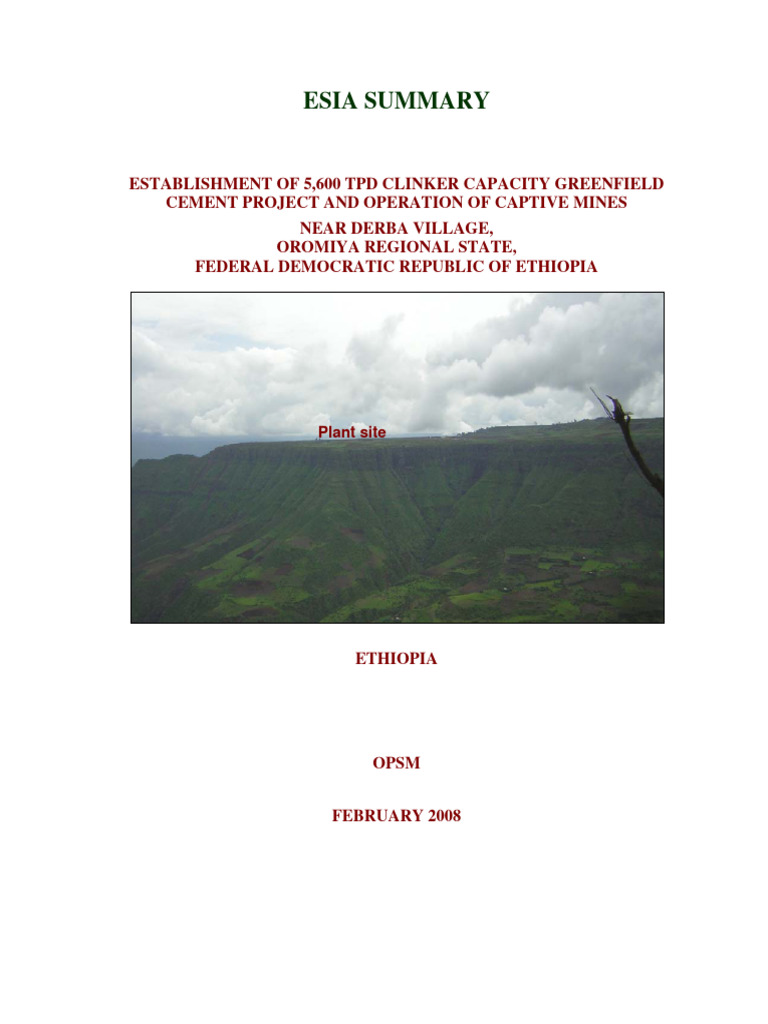 Adb BD If 2008 25 en Ethiopia Esia Derba Midroc Cement Project | PDF ...