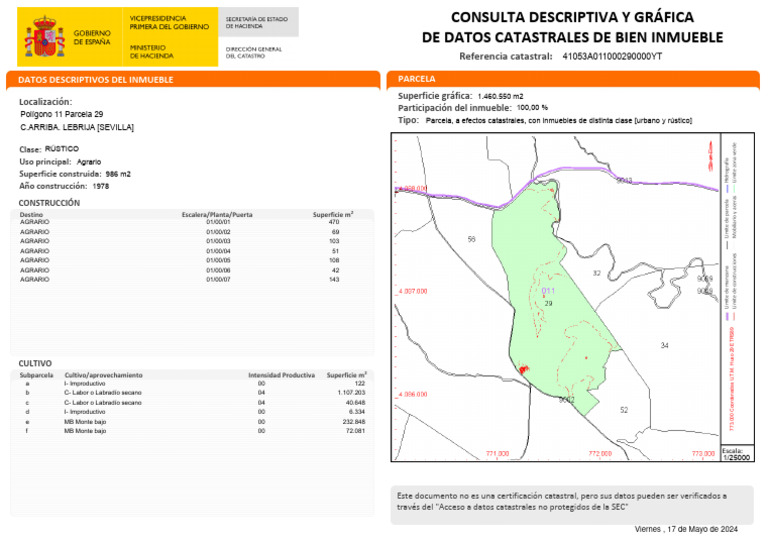 Datos Catastrales de Inmueble Agrario | PDF | Tecnología geográfica ...