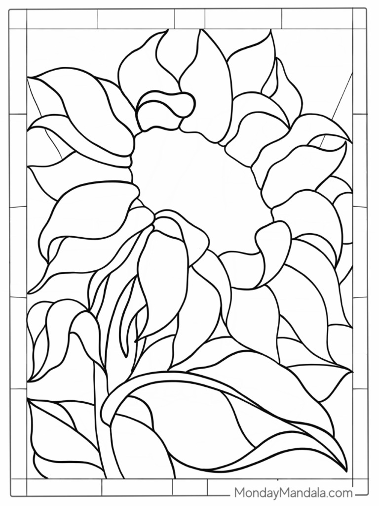 Coloring Page of Stained Glass Sunflower | PDF