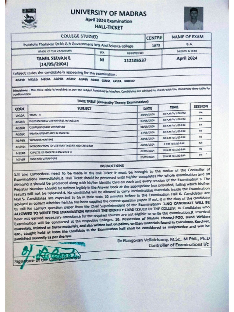 Hall Ticket | PDF