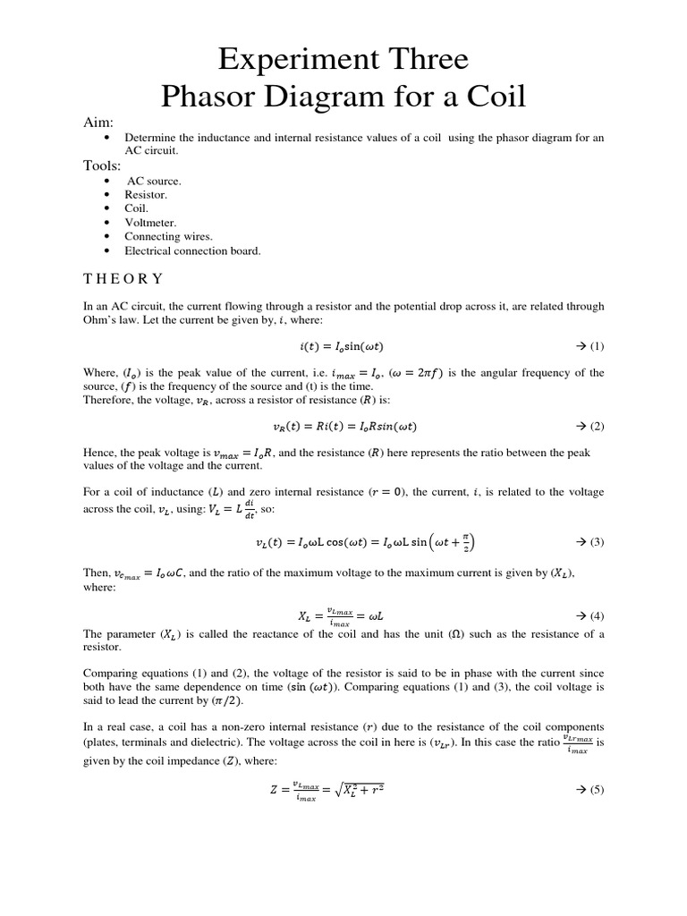 Exp Four RL Phasor Diagram | PDF | Inductor | Voltage