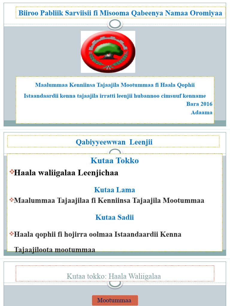 Leenjii Kenna Tajaajila Bara 2016 | PDF