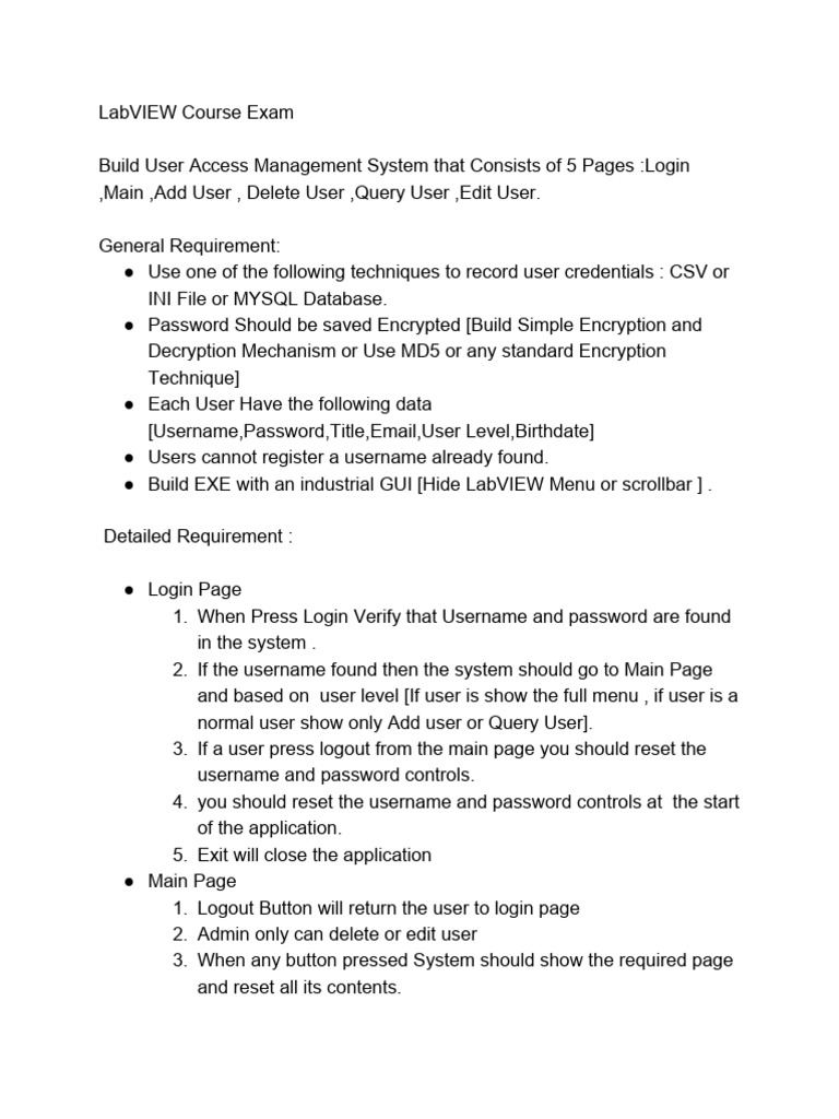 LabVIEW Course Exam | PDF | Password | User (Computing)