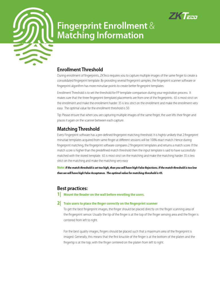 Fingerprint Enrollment | PDF | Fingerprint