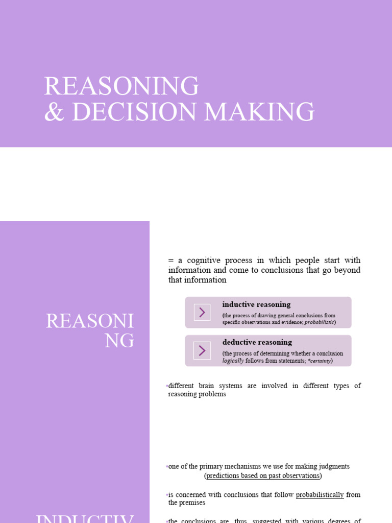 Reasoning and Decision Making | PDF | Heuristic | Representativeness Heuristic